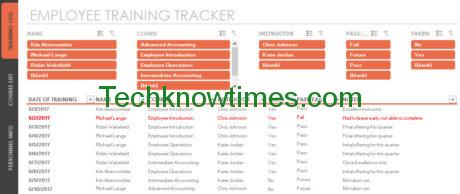 Employee Training Tracker Template Excel | Microsoft Office Templates